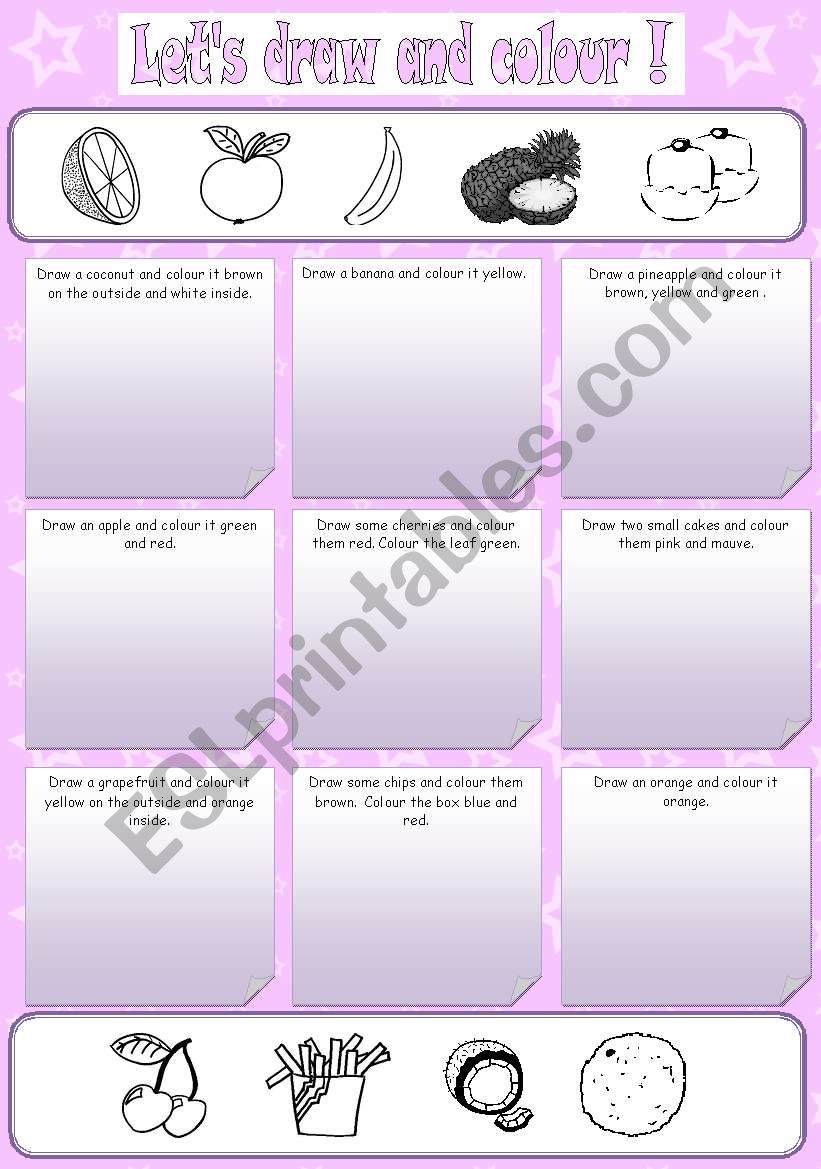 English worksheets: LET´S DRAW AND COLOUR 2