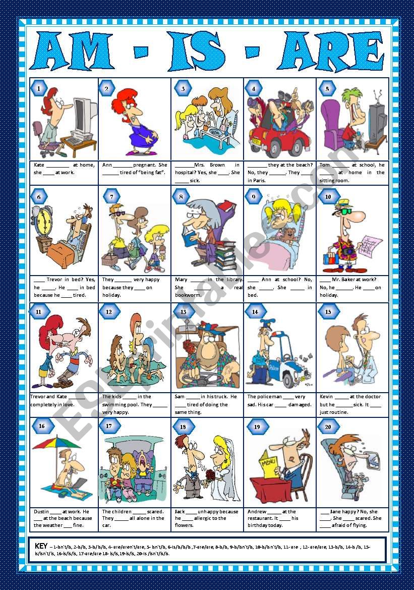AM – IS - ARE - (+KEY) - FULLY EDITABLE - ESL worksheet by Rosario Pacheco