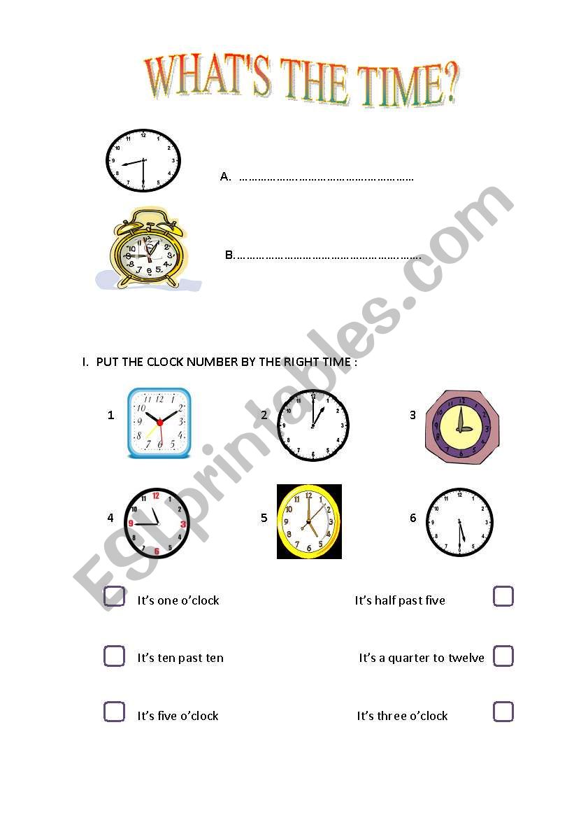 English worksheets: WHAT´S THE TIME?