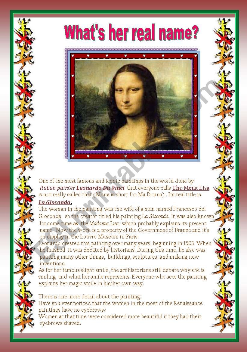 What´s her real name? - ESL worksheet by savvinka