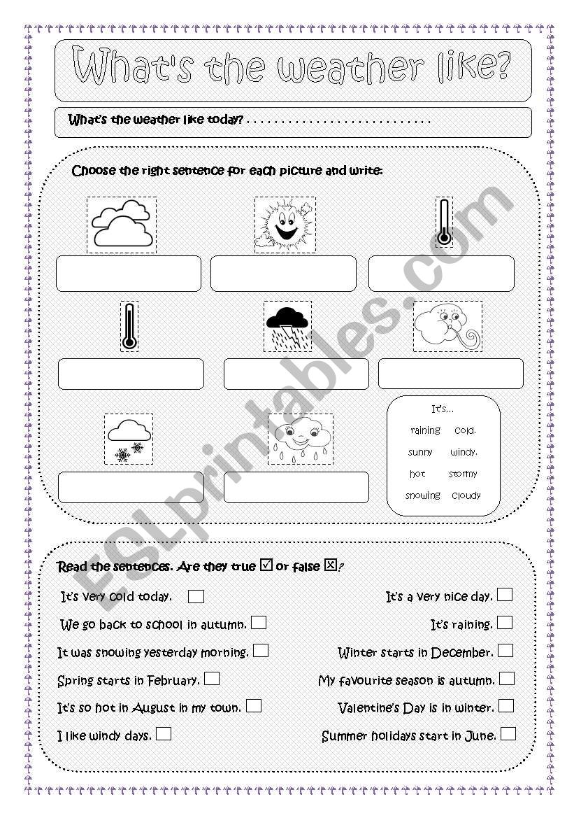 What´s the weather like? - ESL worksheet by Wwanamar