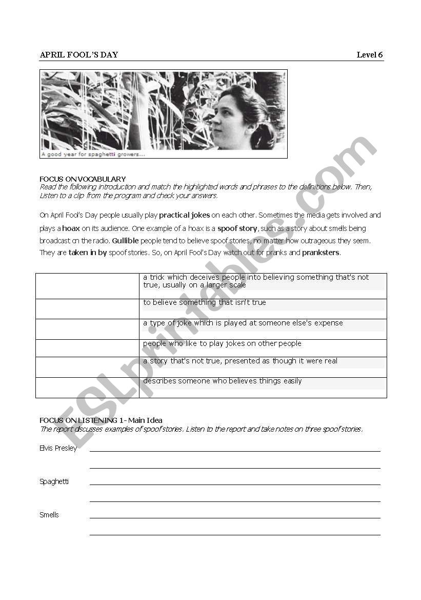 April Fool´s Day- Listening/ Speaking - ESL worksheet by pereira_m