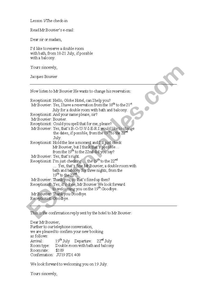 English worksheets: A quite short extract of "Be My Guest" by Francis O ...