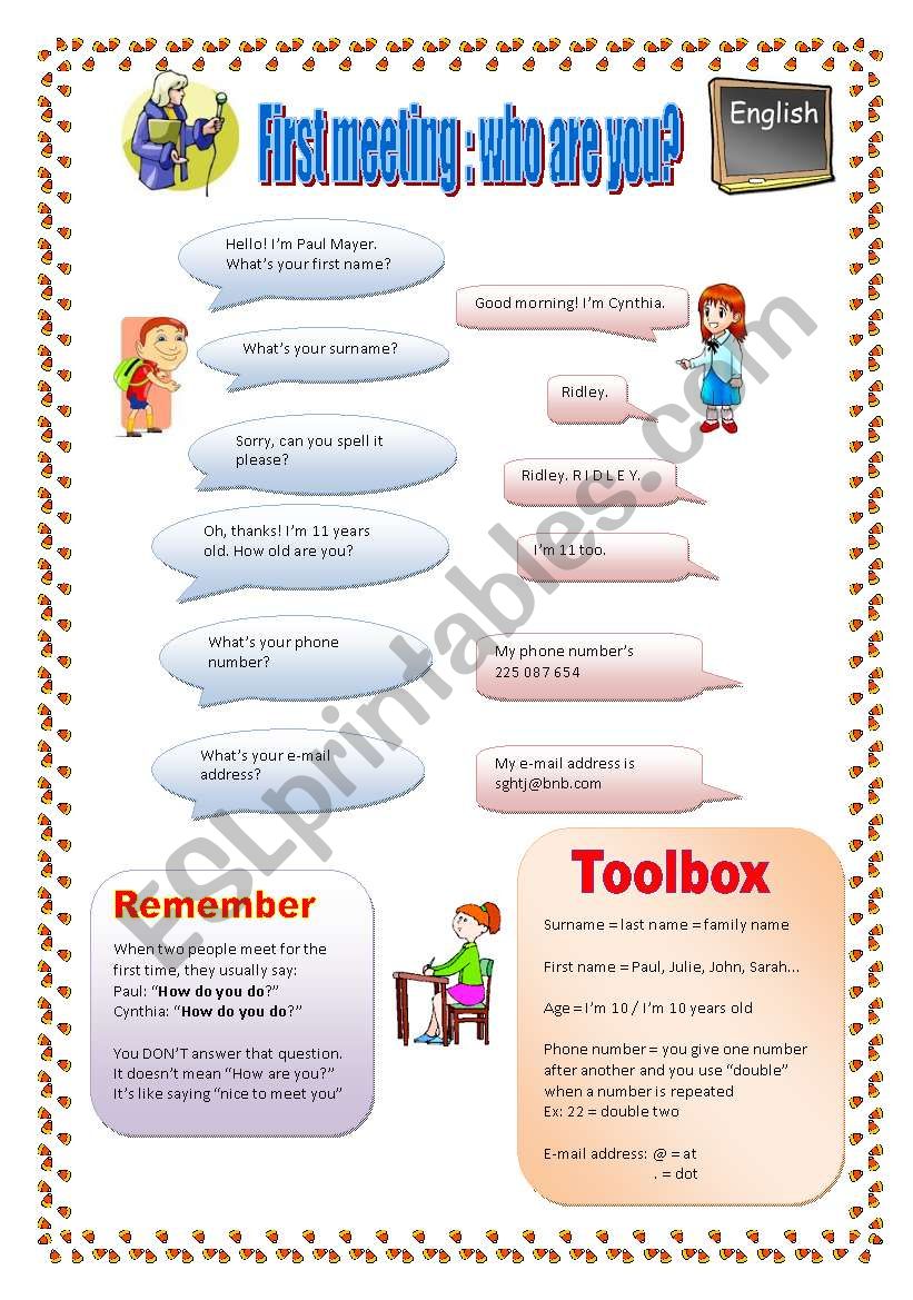 what´s your name? - ESL worksheet by reb77