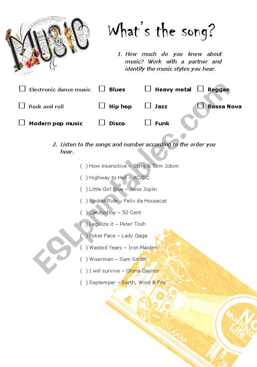 WhatÂ´s the song? - ESL worksheet by julicwb