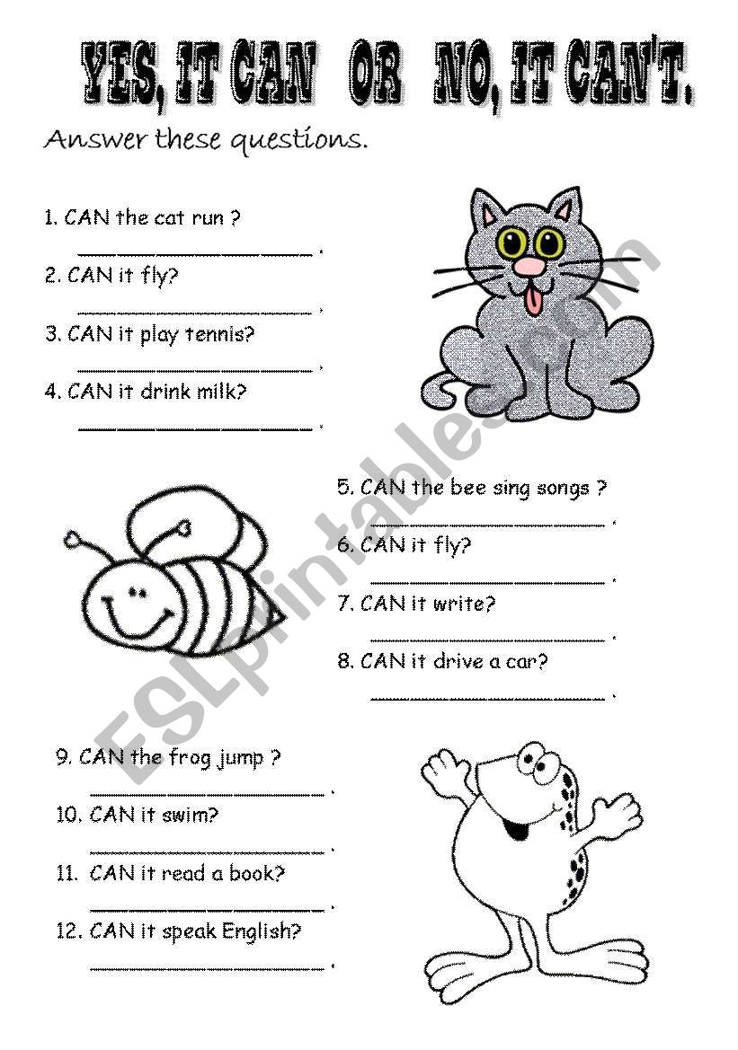 YES, IT CAN or NO, IT CAN´T - ESL worksheet by Fabiola Salinas