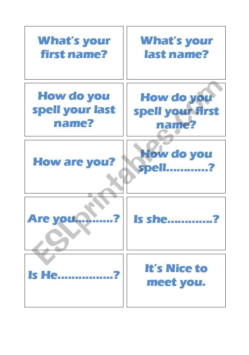 Beginner´s Conversation Cards - ESL worksheet by teacherfialho