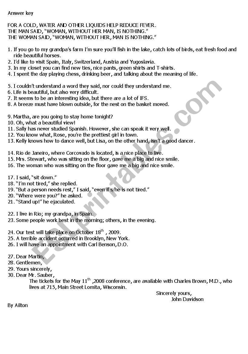 Commas Exercises With Answers 11+ Comma Examples And Usage: Rules And