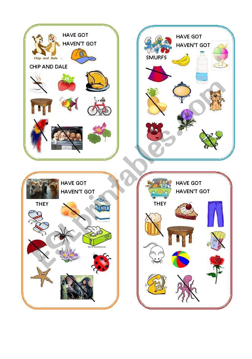 Has got/Hasn´t got Have got/ Haven´t got speaking cards part 3 - ESL ...