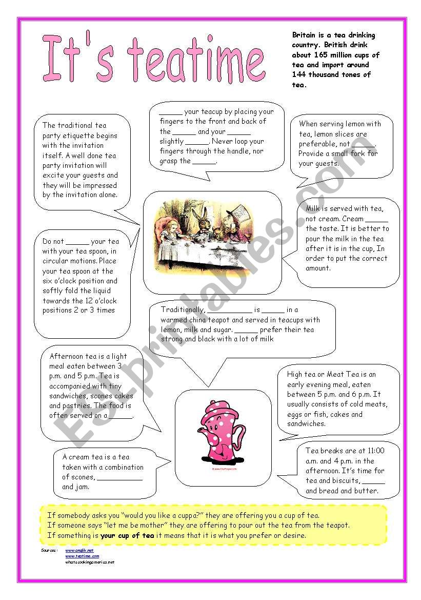IT´S TEATIME - ESL worksheet by abba