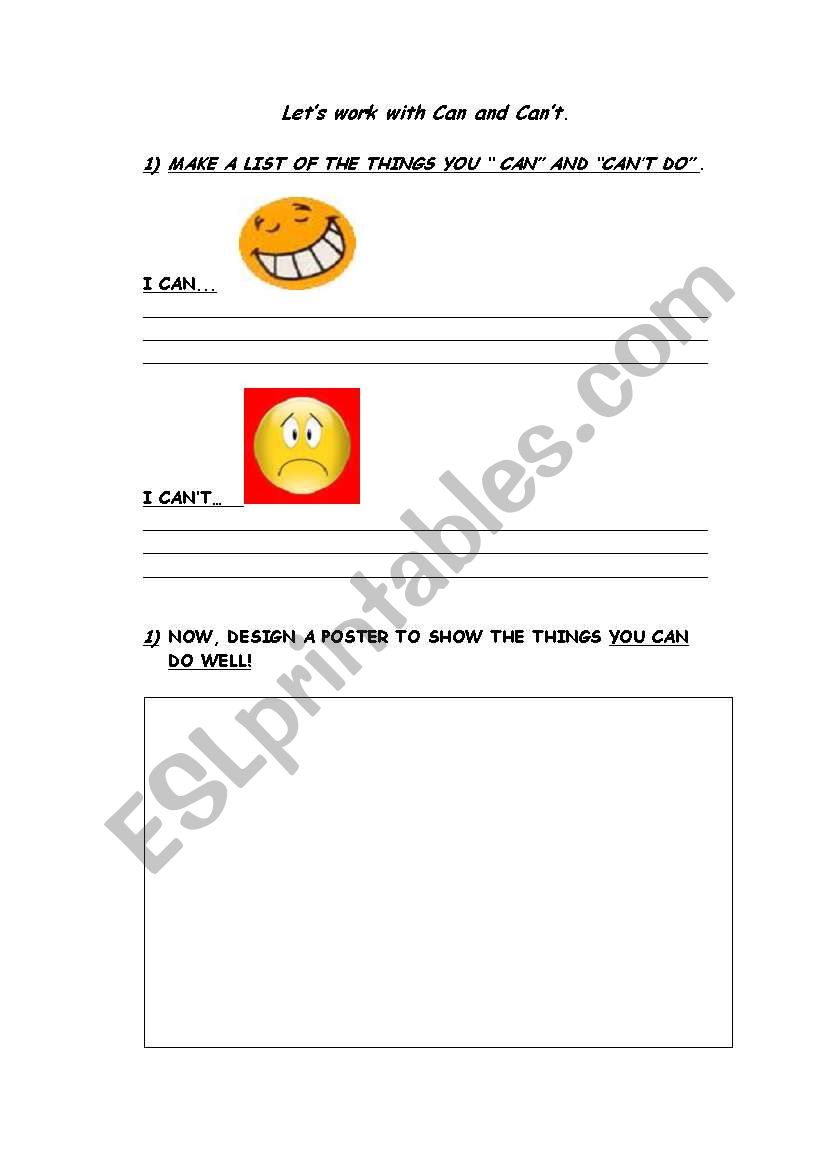 Exercise about Can and Can´t