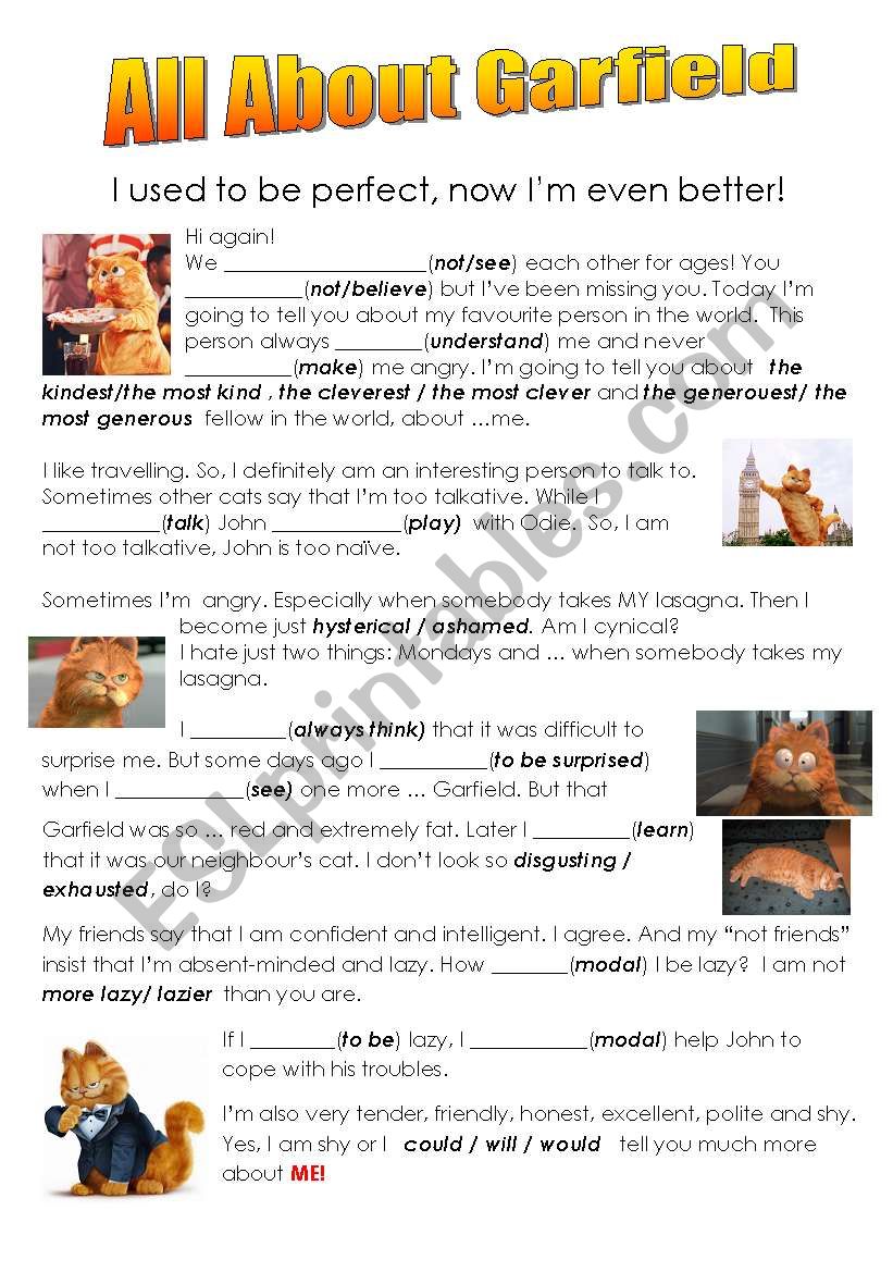 Grammar with Garfield´s story! - ESL worksheet by Svetlana (F)