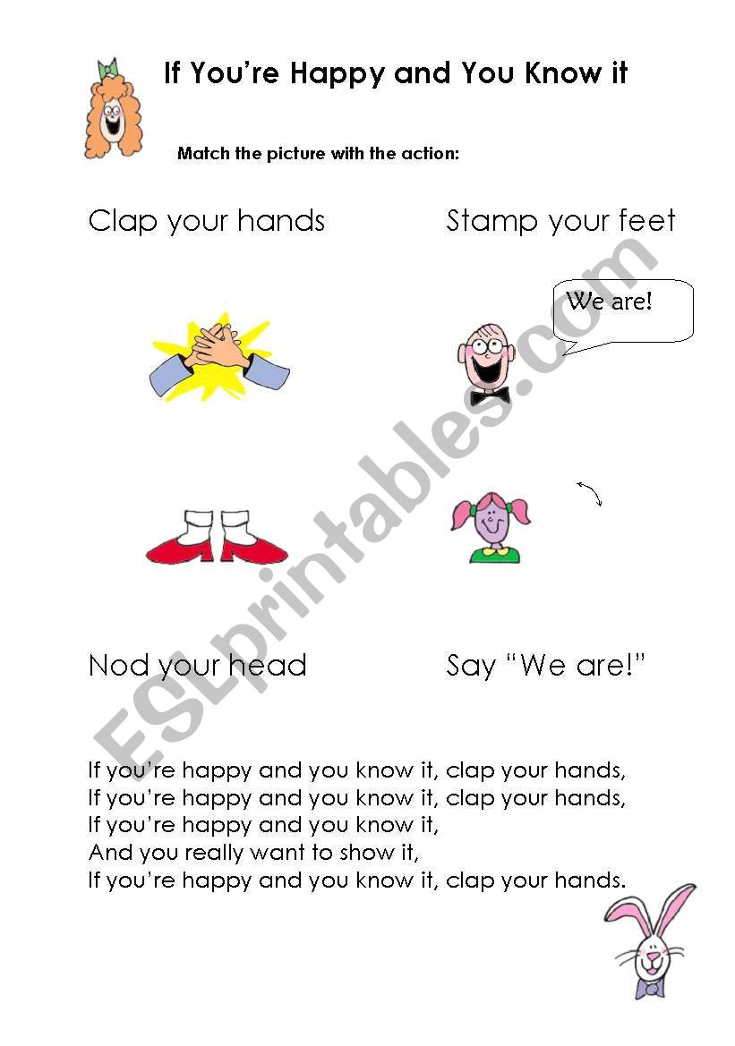 If You´re Happy and You Know It! - ESL worksheet by sallok