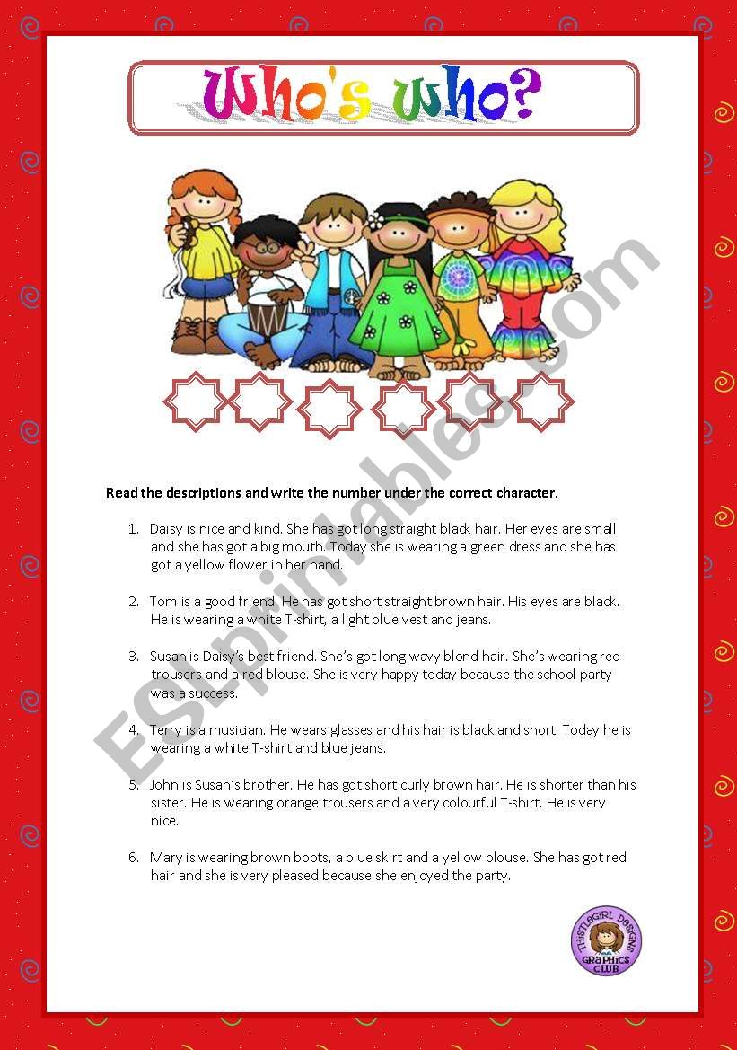 WHO´S WHO? - ESL worksheet by macomabi