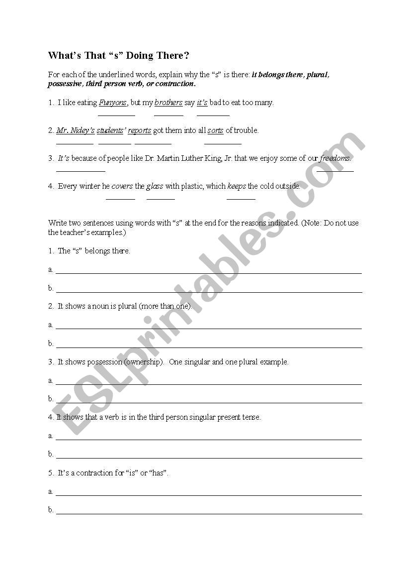What´s That "s" Doing There? - ESL worksheet by mcculleyk