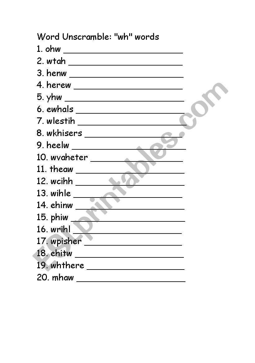 Wh Word Worksheets