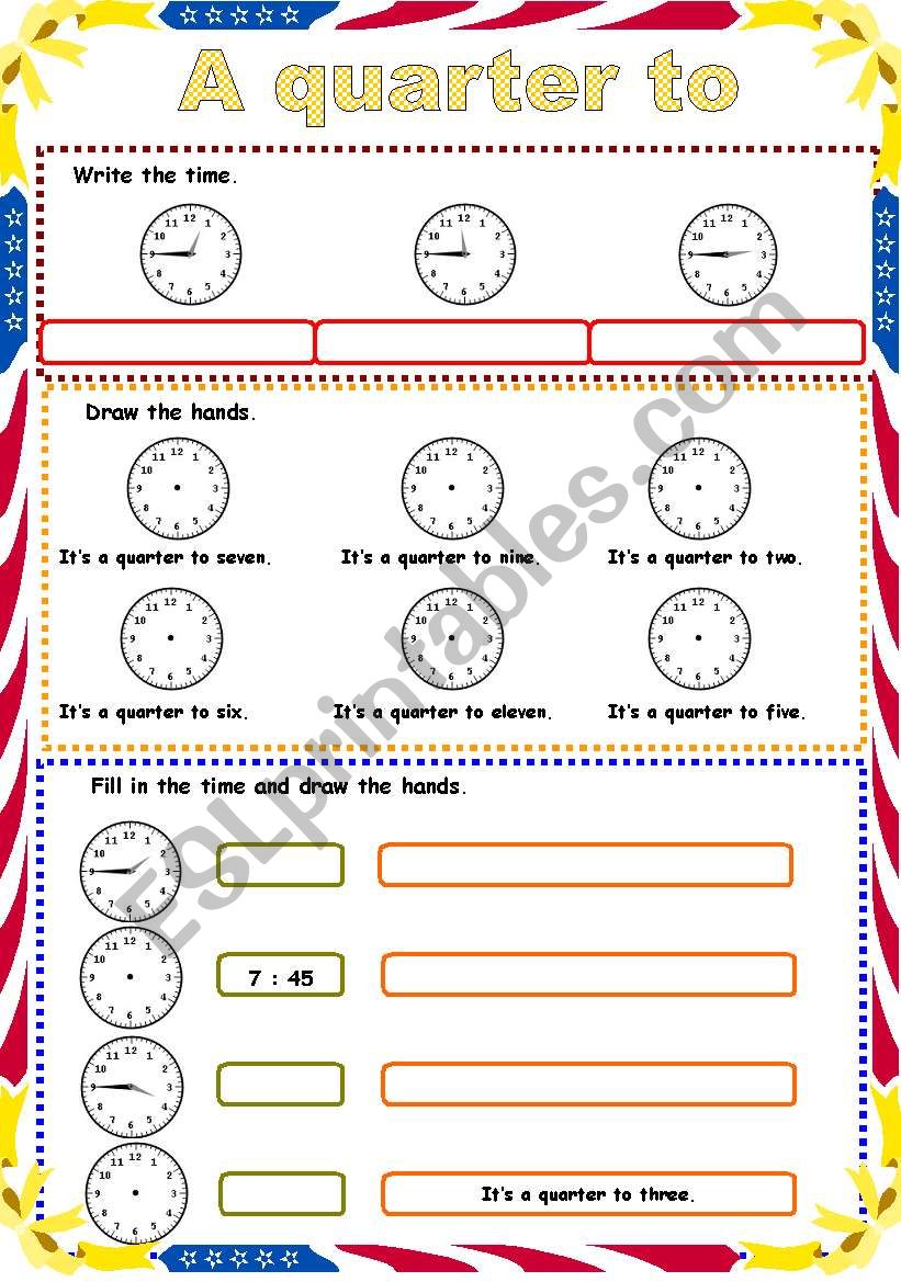 Time ( It´s a quarter to .... ) - ESL worksheet by sweetdreamja