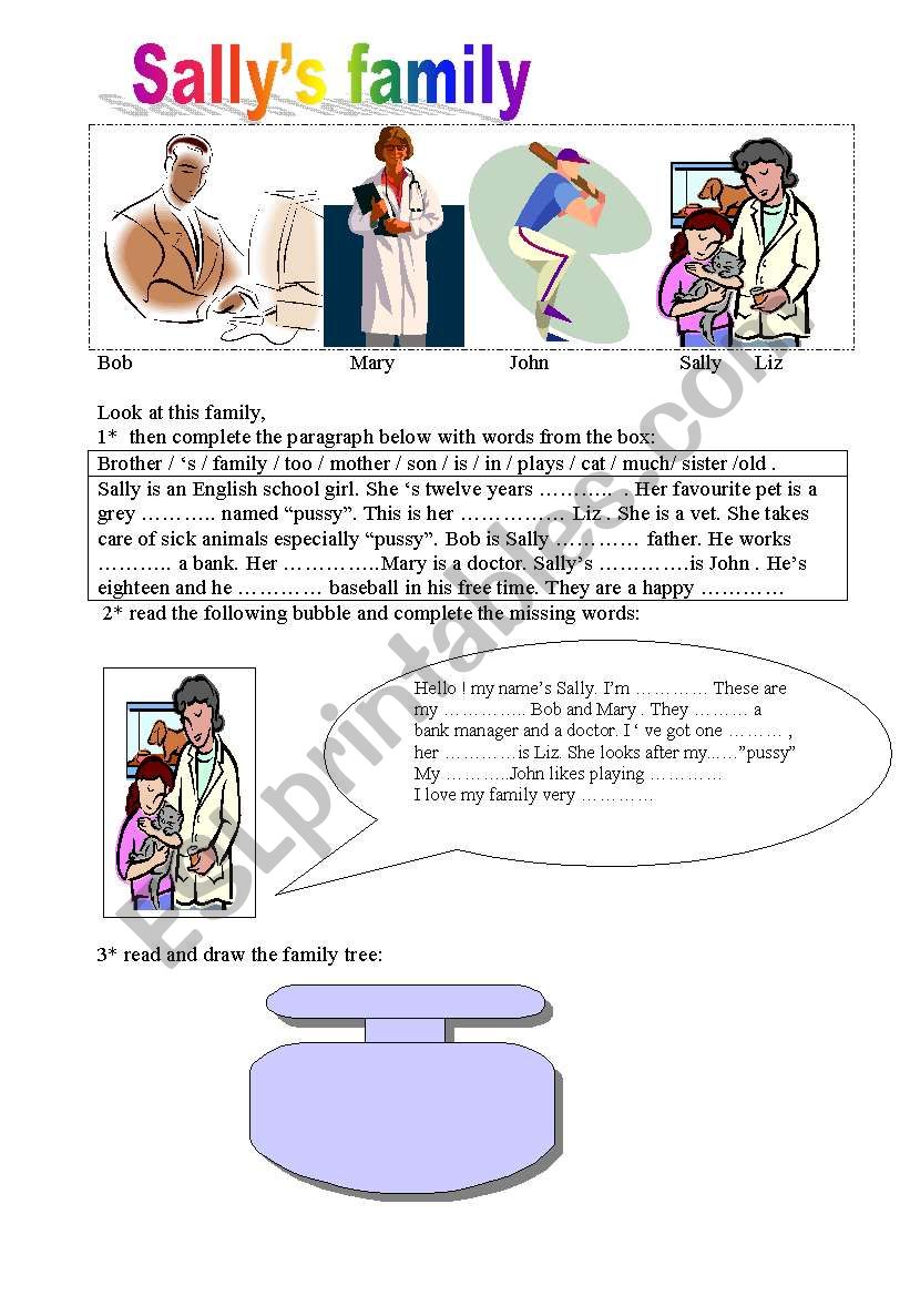 SALLY´S FAMILY - ESL worksheet by joliali
