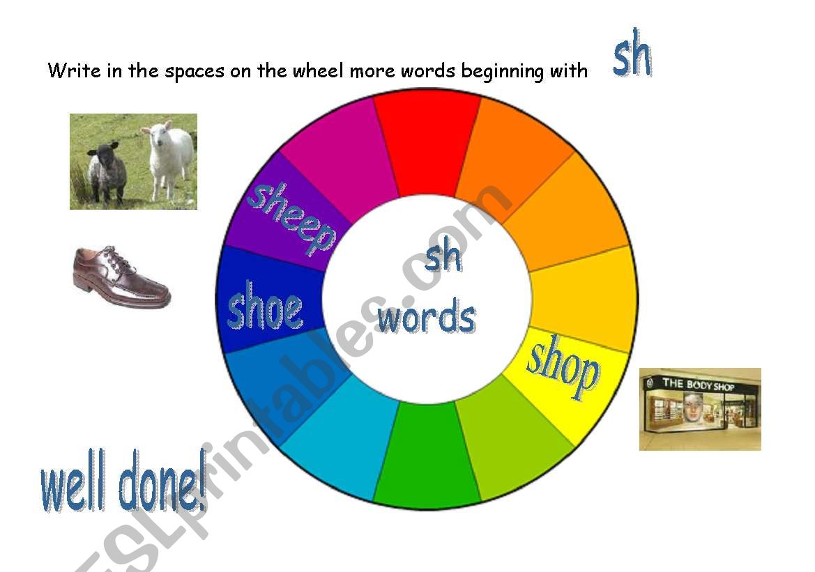 English worksheets: ´Sh´ Wheel
