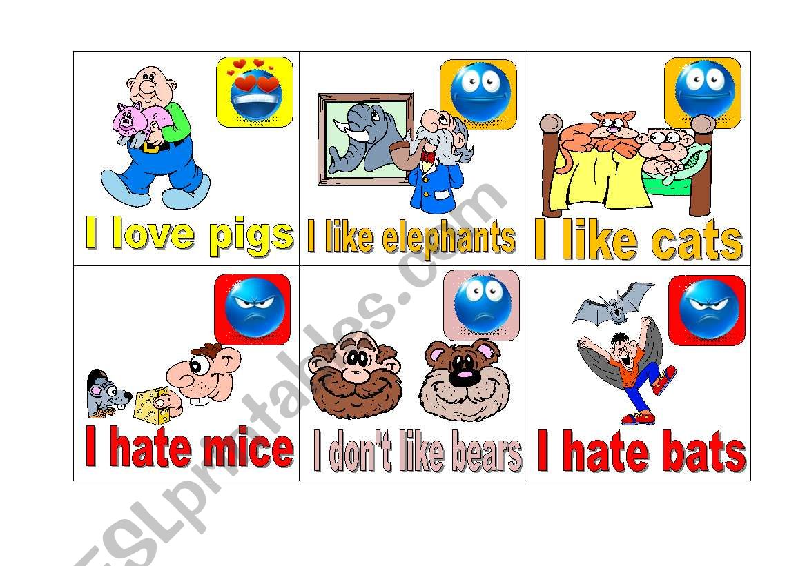 I love, like don´t like hate 2 - ESL worksheet by GavinCM