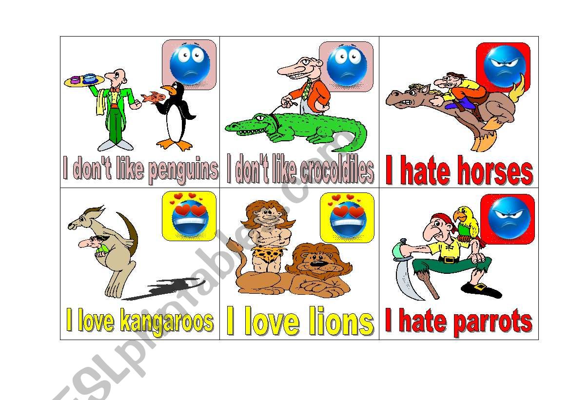 I love, like, don´t like hate 3 - ESL worksheet by GavinCM
