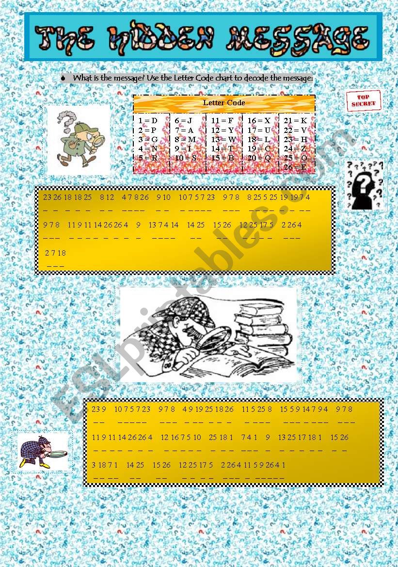 The Hidden Message ESL Worksheet By Imanito