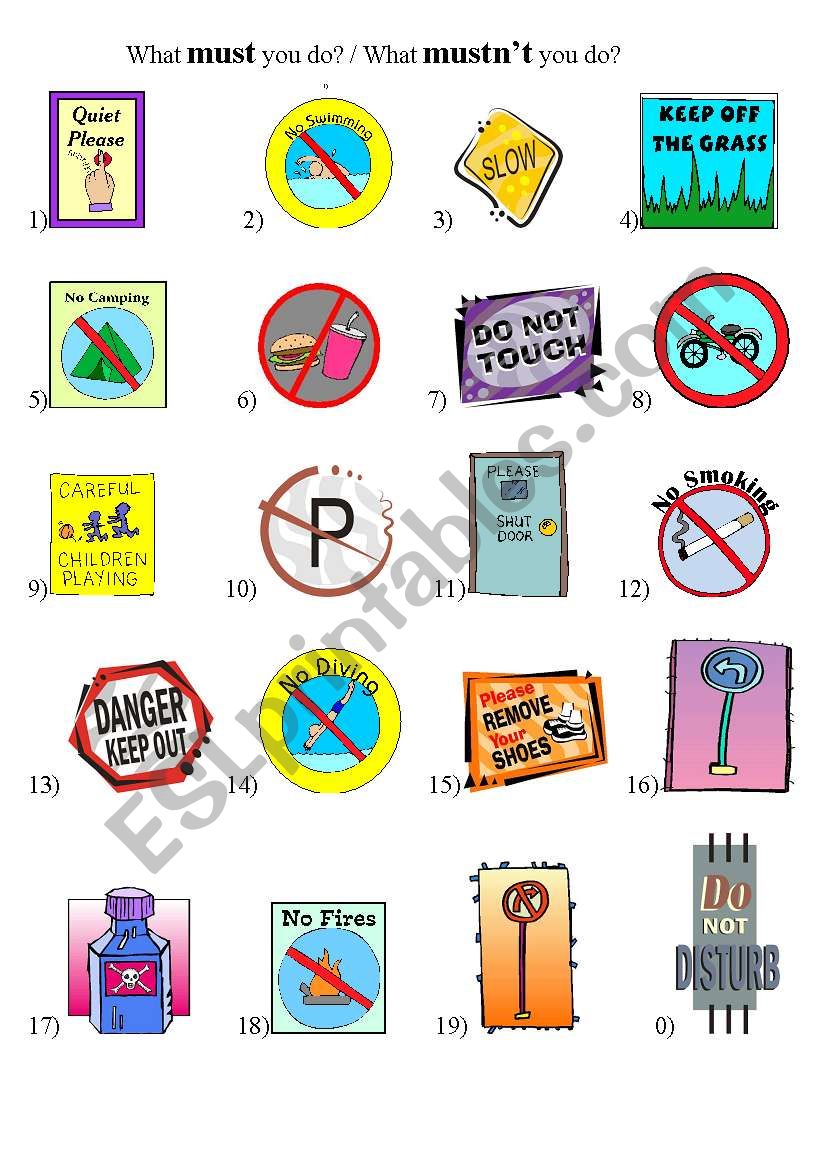What must you do? / What mustn´t you do? - ESL worksheet by Armel