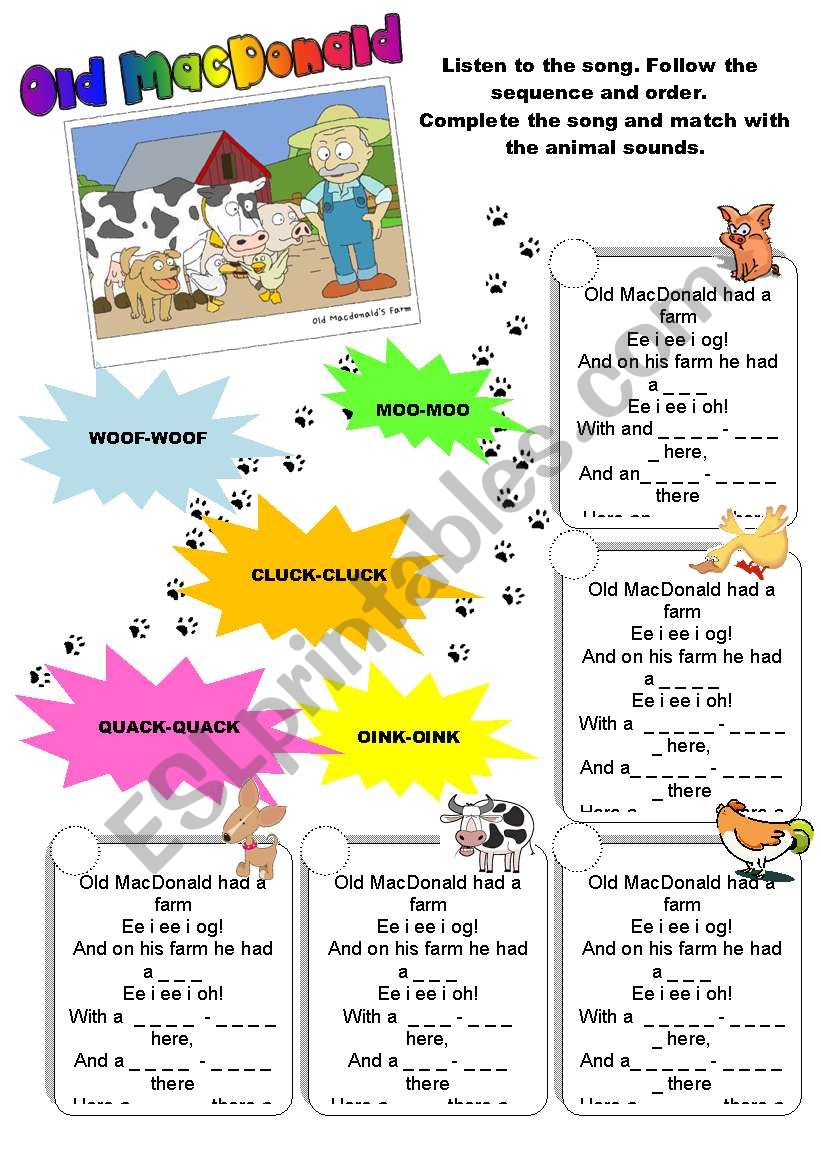 Old MacDonald´s Farm - ESL worksheet by VeraM