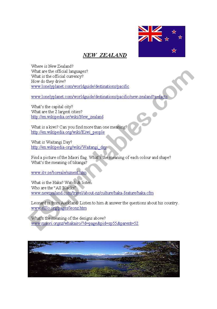 New Zealand´s Day - ESL worksheet by Itxaso5
