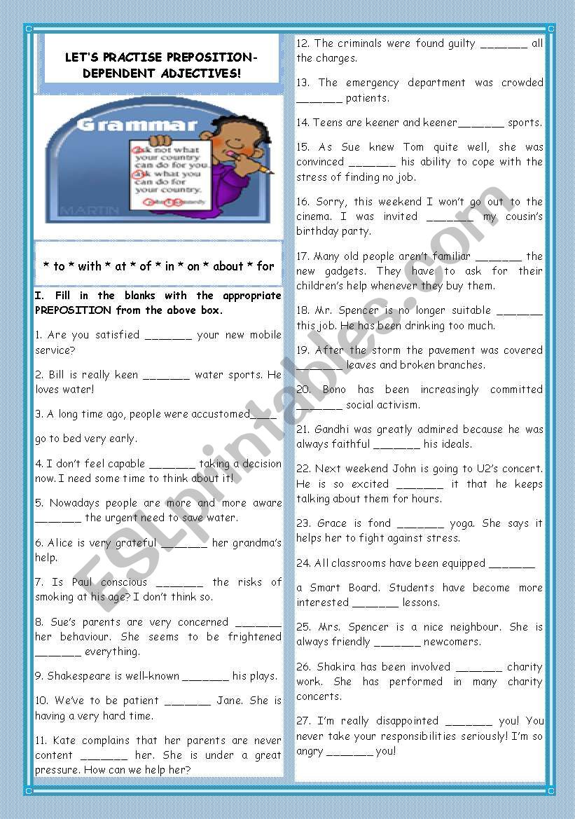 LET´S PRACTISE PREPOSITION-DEPENDENT ADJECTIVES! - ESL worksheet by ...