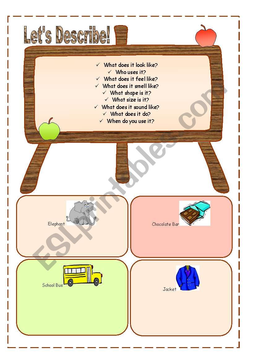English worksheets: Let´s Describe