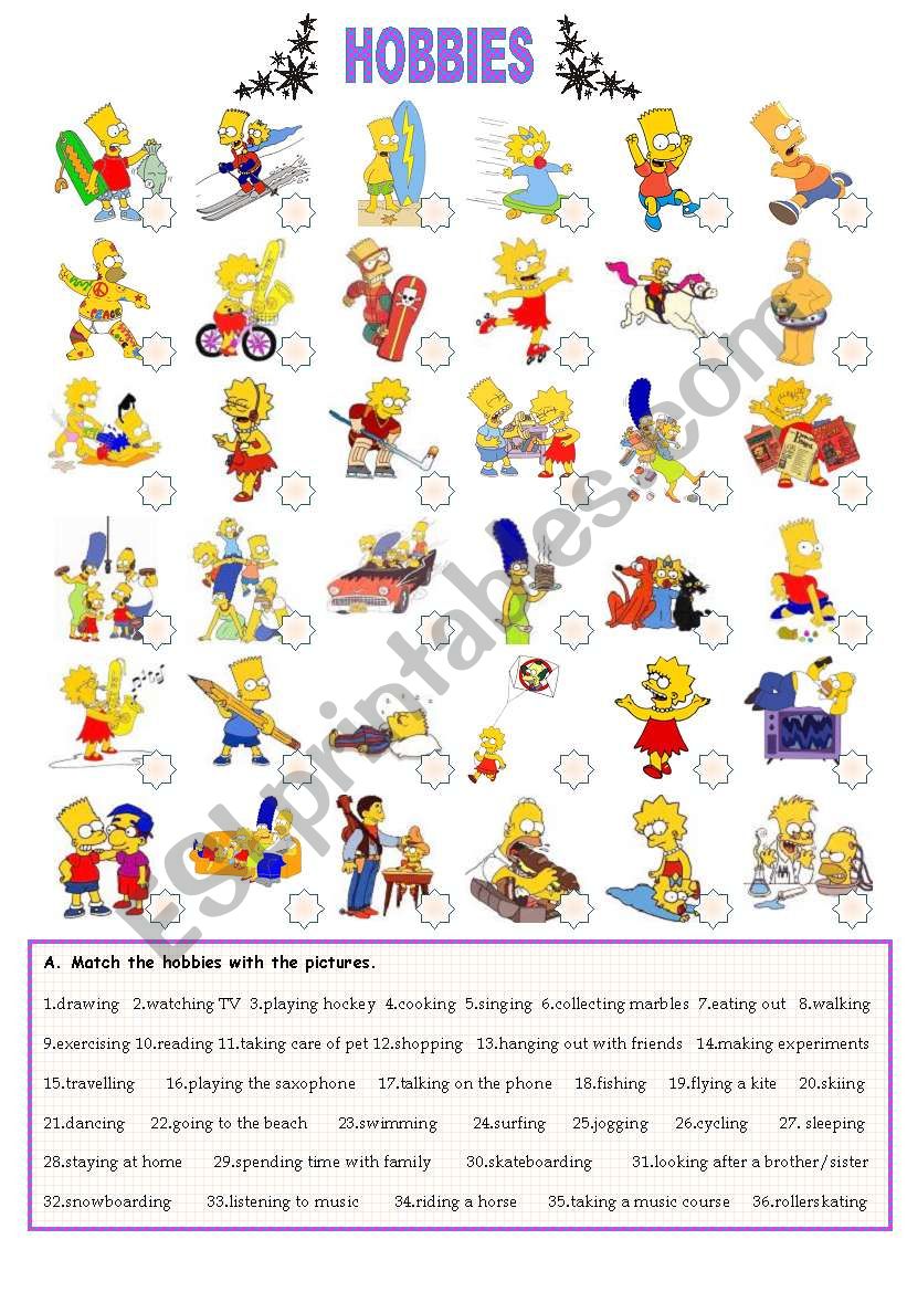 THE SIMPSONS´ HOBBIES - ESL worksheet by majocar