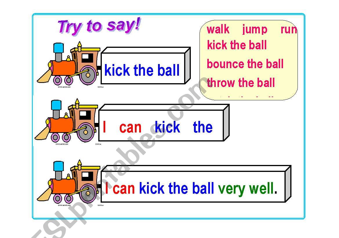 Try to say "I can..." Make up sentences - ESL worksheet by jumpingsugar