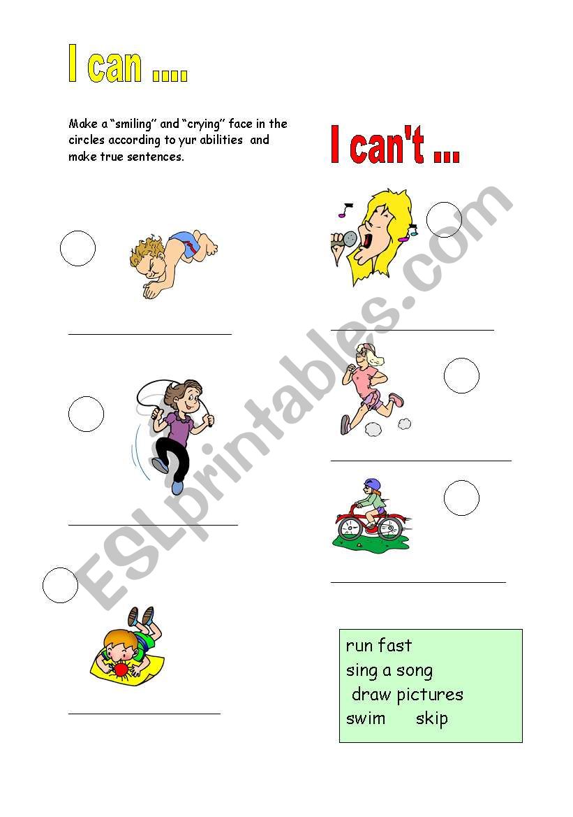 Can-can´t ...... - ESL worksheet by sirenriver