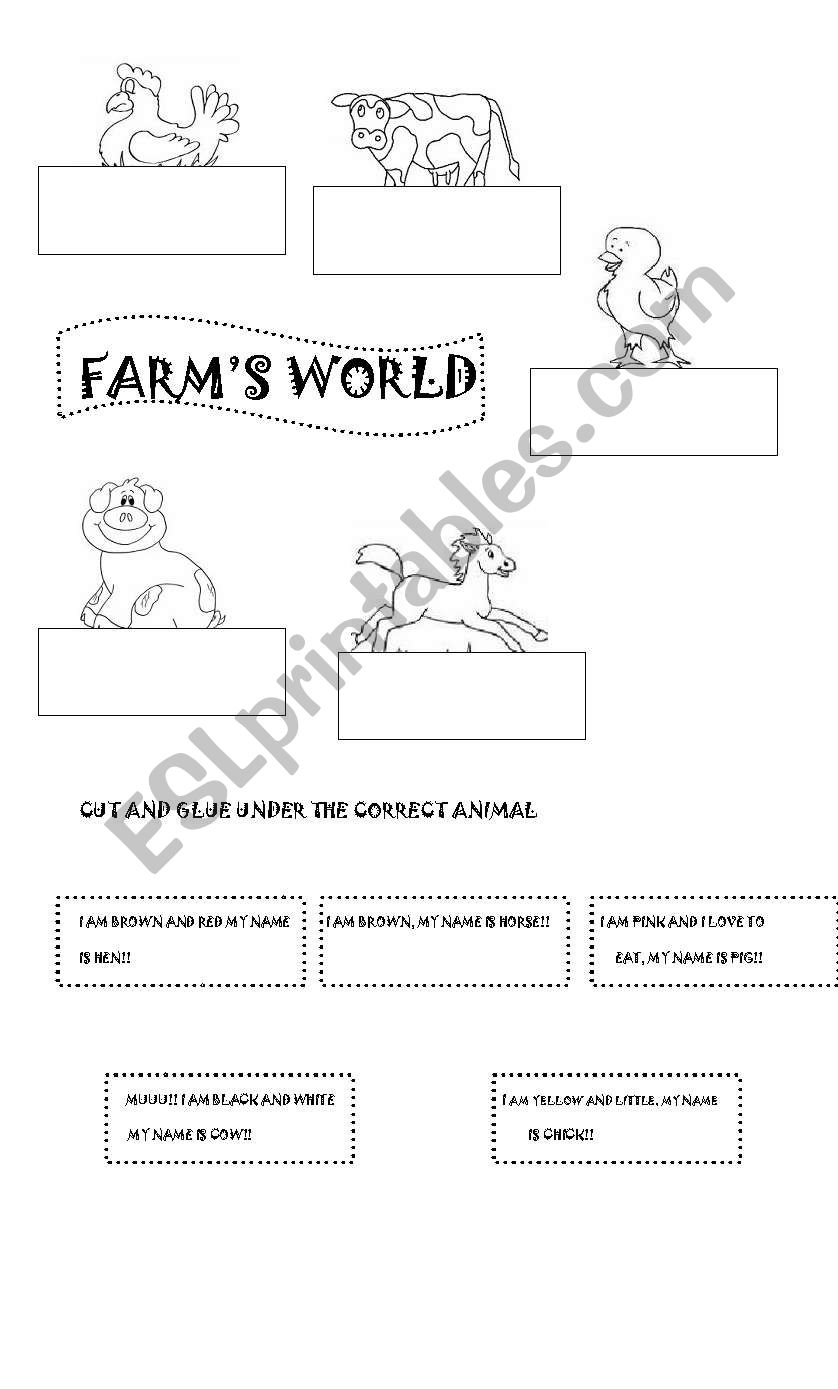 English worksheets: farm´s world