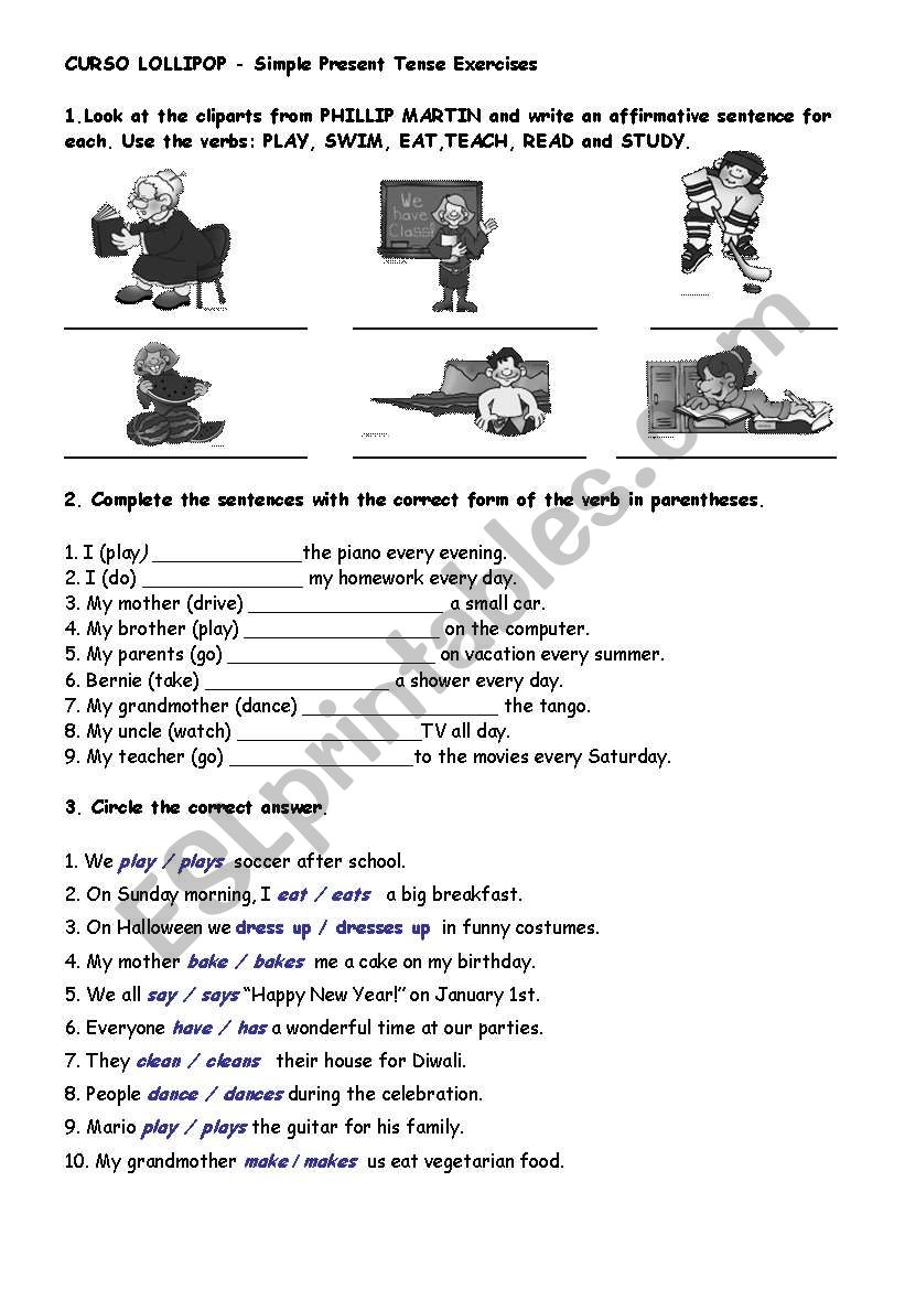 SIMPLE PRESENT TENSE EXERCISES ESL Worksheet By Crisprata