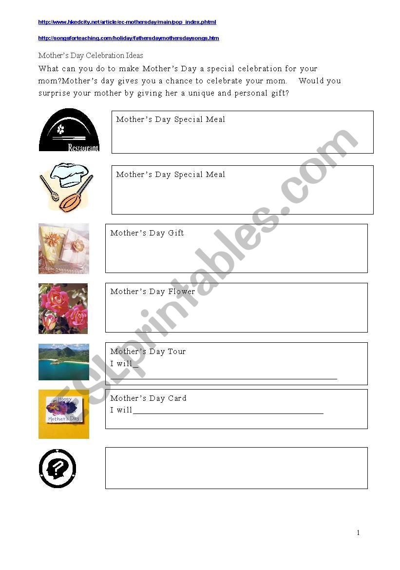 Mother´s Day - ESL worksheet by gwong64