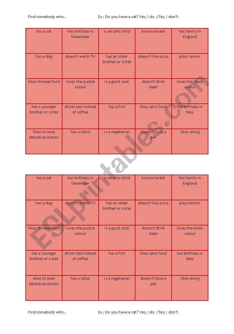 people´s bingo ice-breaker - ESL worksheet by hania_arshes