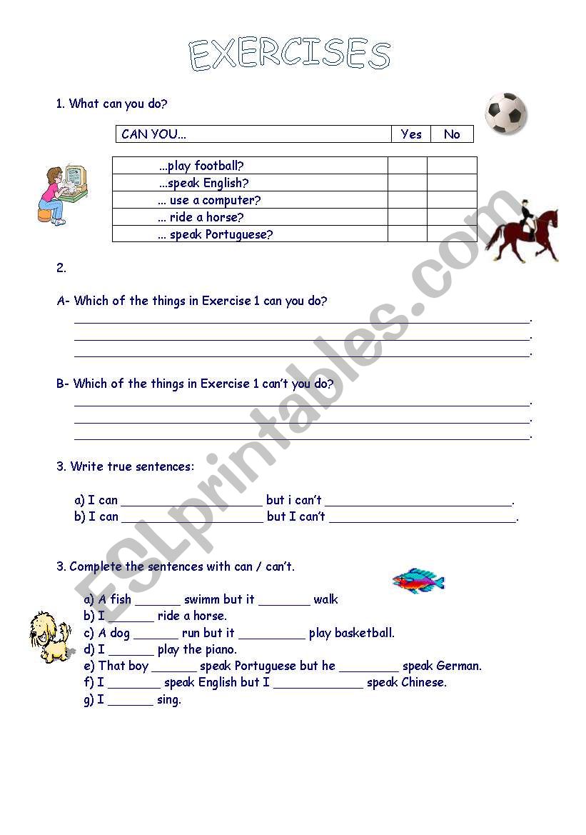 Expressing abilities can-can´t 2 - ESL worksheet by sweet