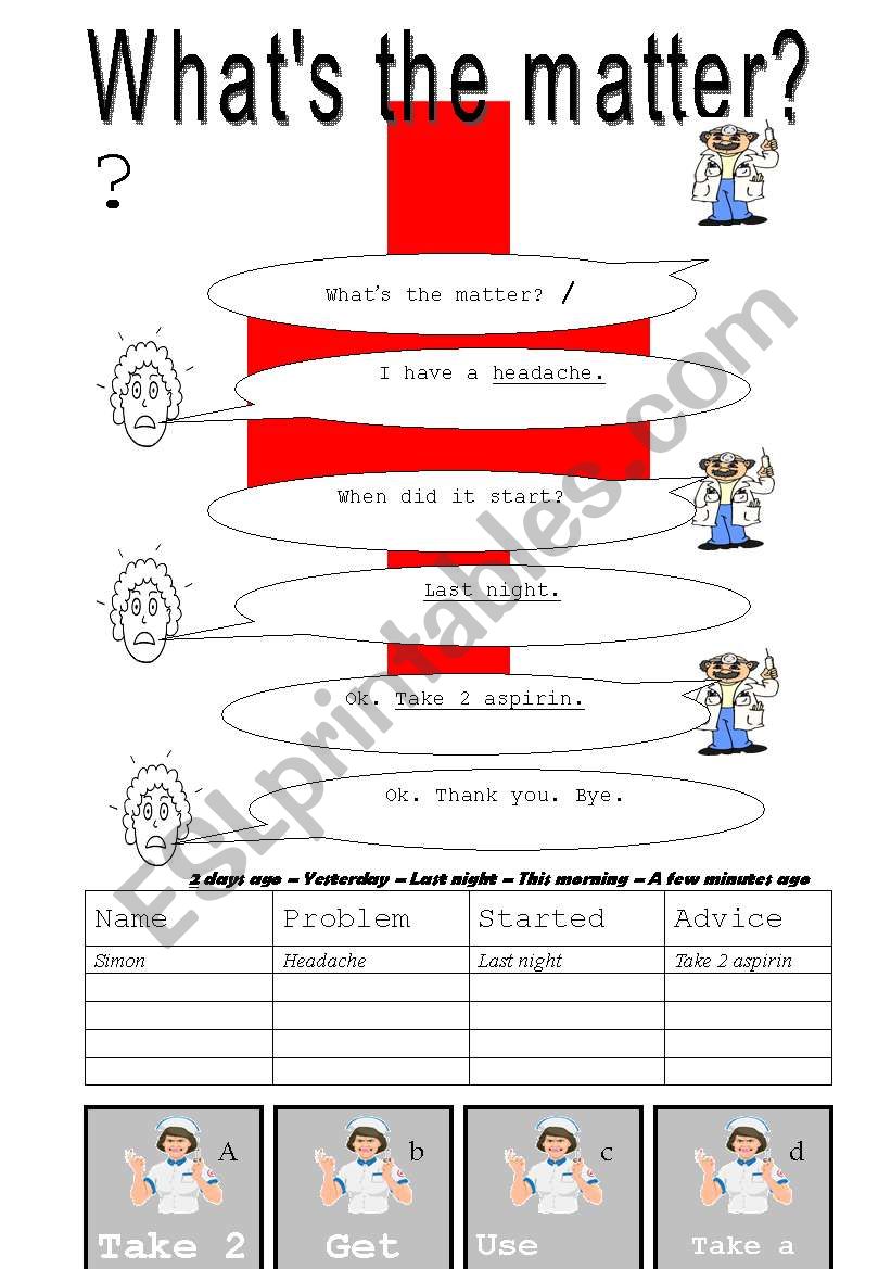 What´s the matter? - ESL worksheet by wally104
