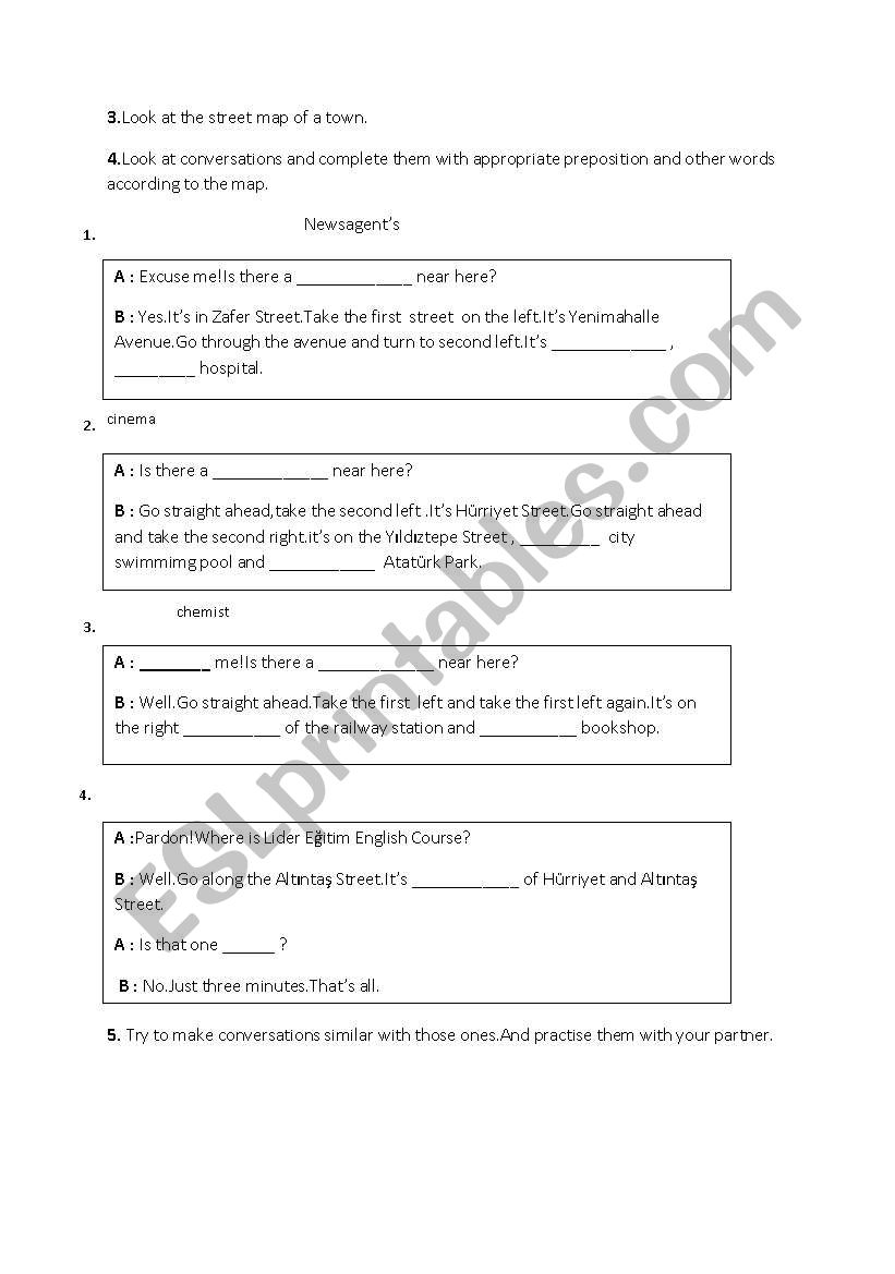 English worksheets: DIRECTIONS MAP´S CONVERSATIONS