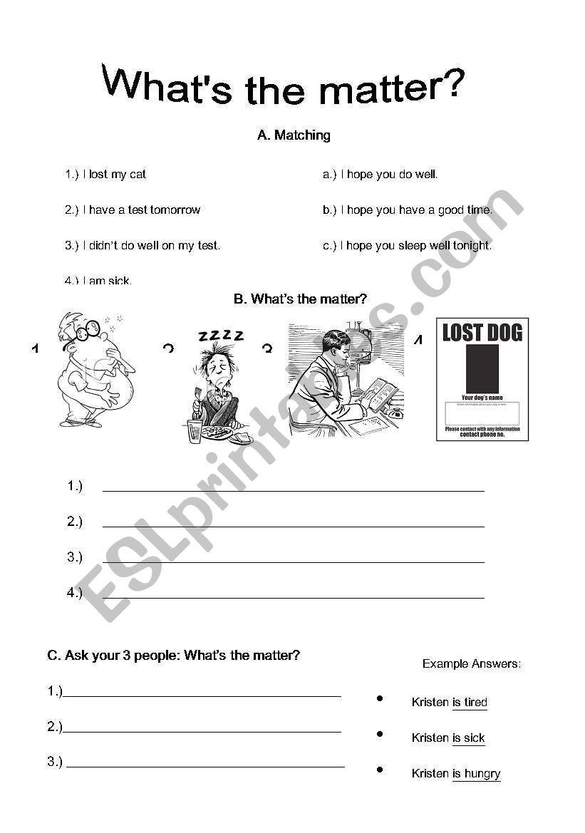 What´s the matter? - ESL worksheet by ktull012