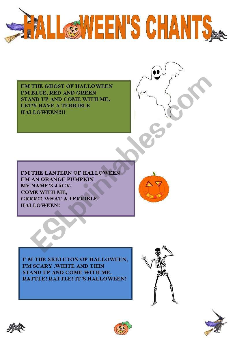 HALLOWEEN´S CHANTS - ESL worksheet by LIA THE TEACHER