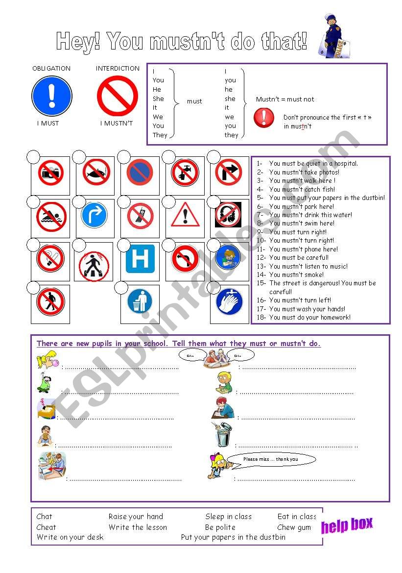 must or mustn´t - ESL worksheet by reb77