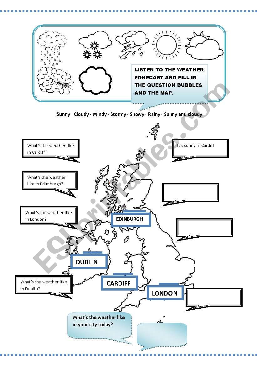What´s the weather like? - ESL worksheet by wende