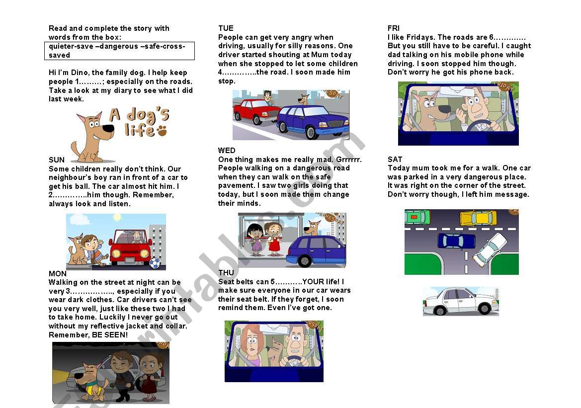 A short story; Dogs´ life - ESL worksheet by majdoub