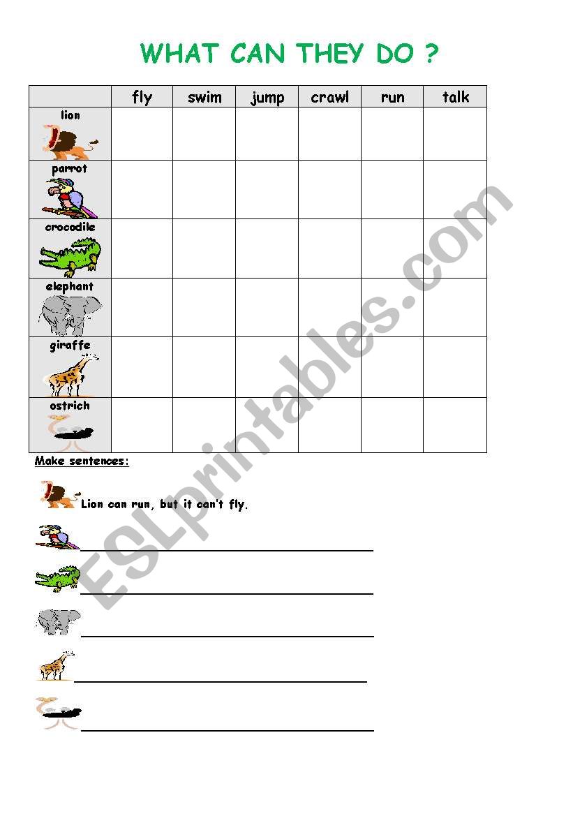 CAN / CAN´T - ESL worksheet by karolcia213