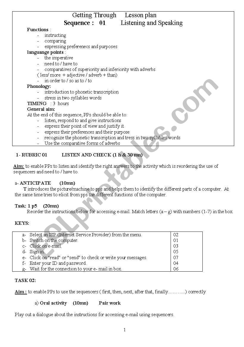 a unit plan ´getting through - ESL worksheet by amirasanaa