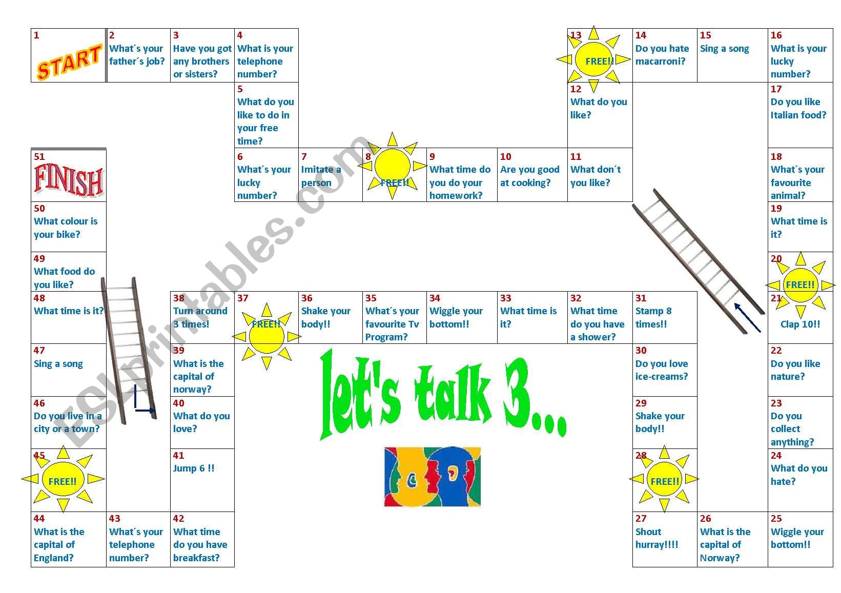 Let´s talk 3 - ESL worksheet by educount
