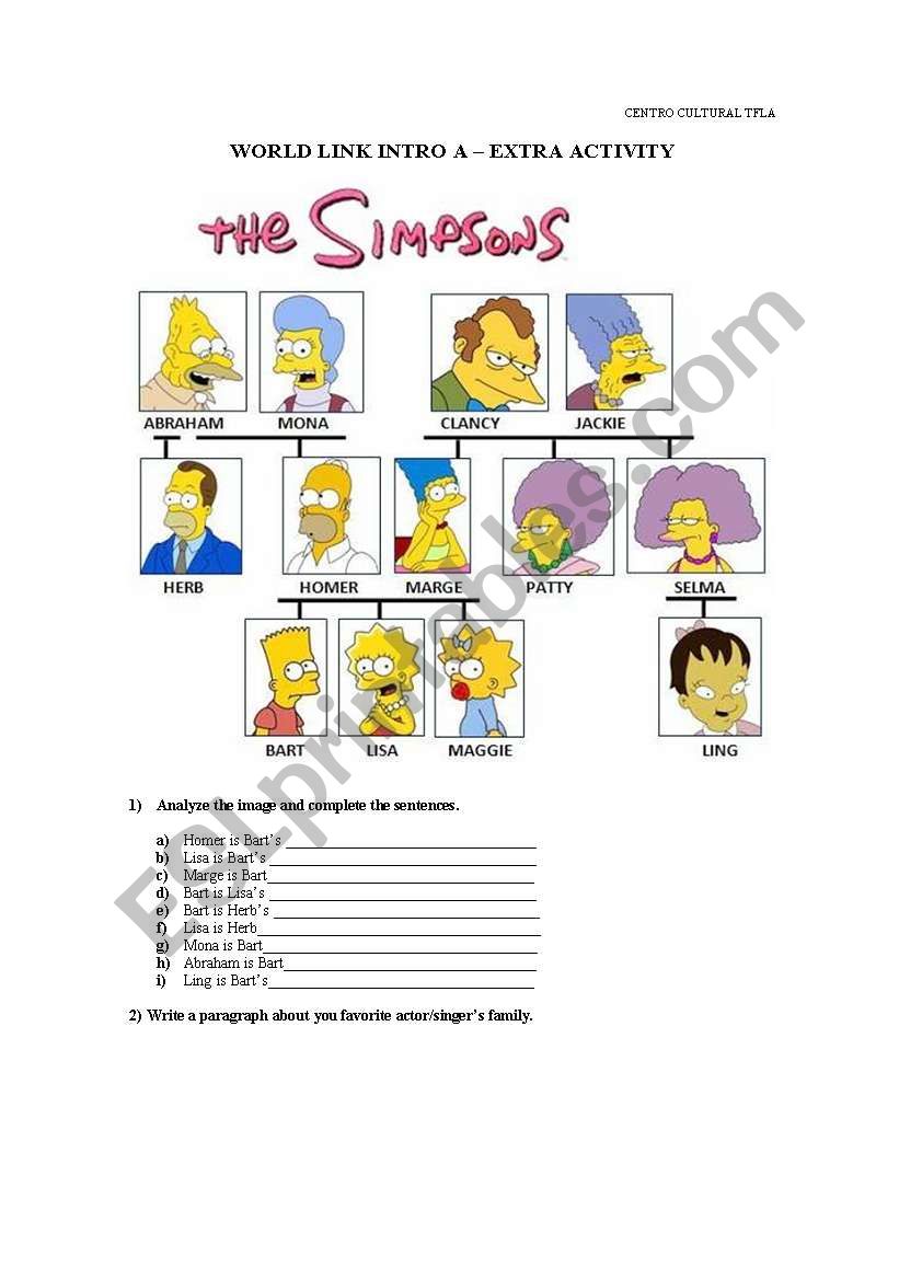 Familly Tree - Family Members + Possessive "´s" - ESL worksheet by ...